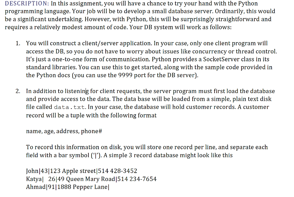 Solved DESCRIPTION: In this assignment, you will have a | Chegg.com