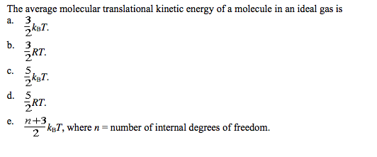 Solved The average molecular translational kinetic energy of | Chegg.com