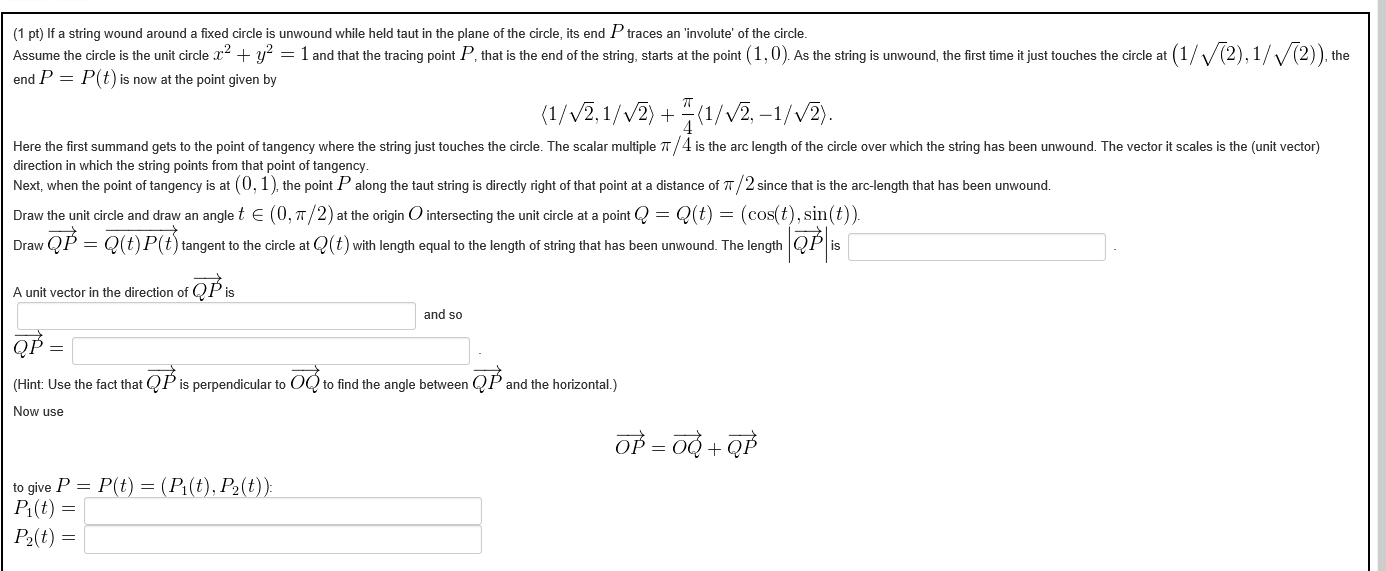 Solved If a string wound around a fixed circle is unwound | Chegg.com