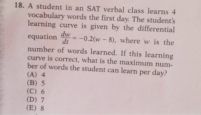 Solved A student in an SAT verbal class learns 4 vocabulary | Chegg.com