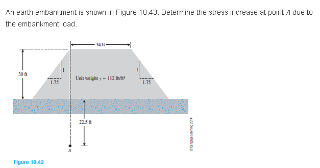 Solved An earth embankment is shown in Figure 10.43. | Chegg.com