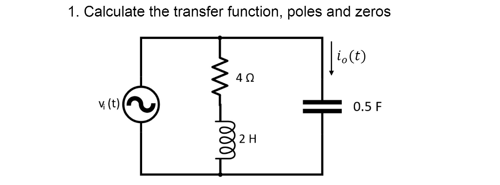 Solved 1. Calculate the transfer function, poles and zeros | Chegg.com