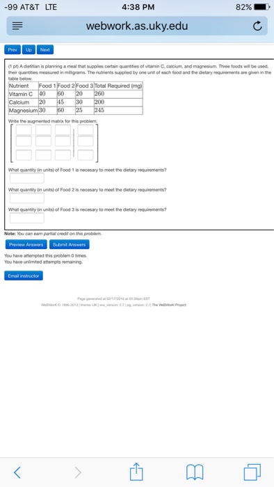 Solved 99 AT&T LTE 4:38 PM 8296 。 webwork.as.uky.edu (1 pt) | Chegg.com