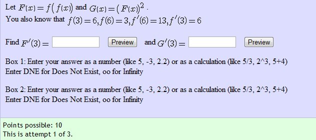 Solved Let F(x) = f(f(x)) and G(x) = (F(x))2. You also know | Chegg.com
