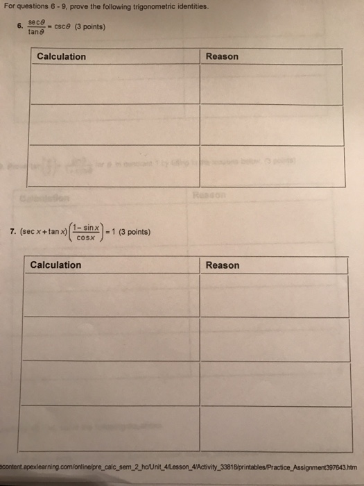 Solved Prove the following trigonometric identities. sec | Chegg.com