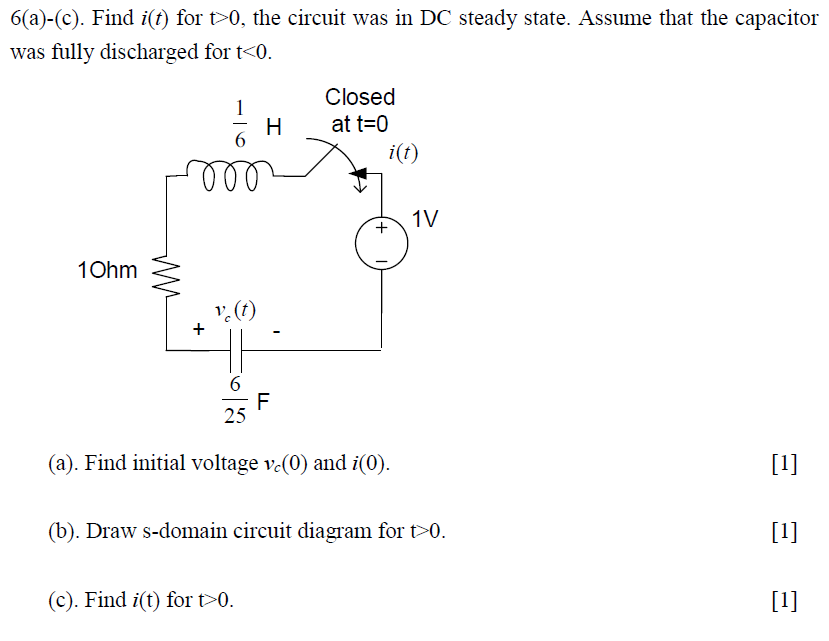 Solved Find it for t > 0, the circuit was in DC steady | Chegg.com