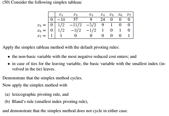 (50) Consider the following simplex tableau: T2 3 T4 | Chegg.com