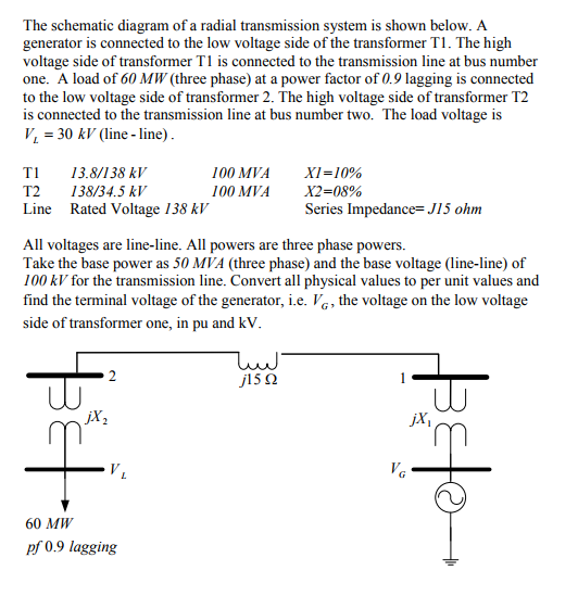 Solved The schematic diagram of a radial transmission system | Chegg.com