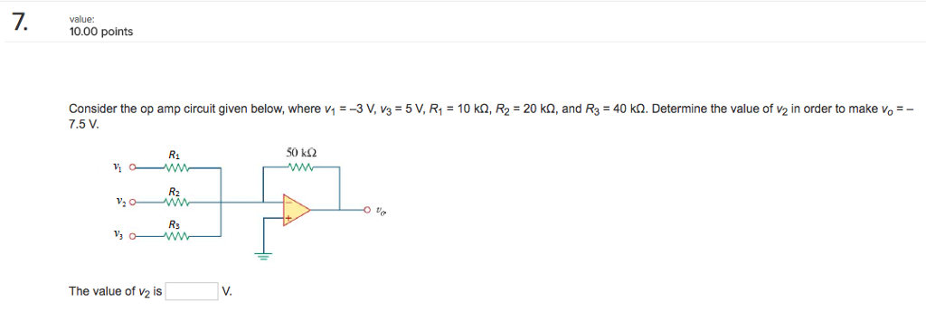 Solved Consider the op amp circuit given below, where v_1 = | Chegg.com