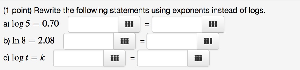 Solved (1 point) Rewrite the following statements using | Chegg.com