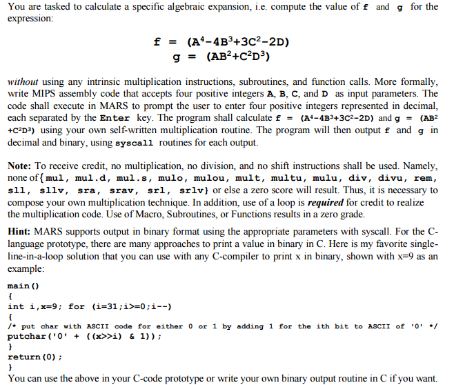 You are tasked to calculate a specific algebraic | Chegg.com
