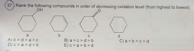 Solved Rank the following compounds in order of decreasing | Chegg.com