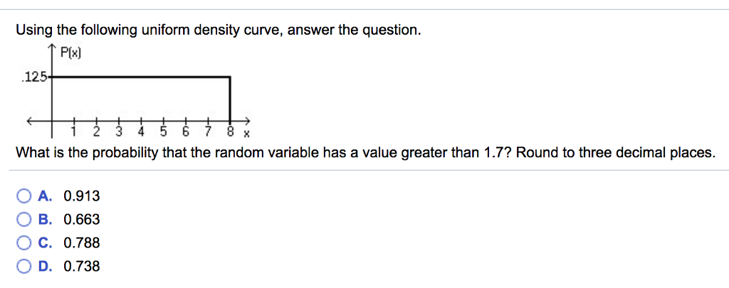 Solved Using the following uniform density curve, answer the | Chegg.com
