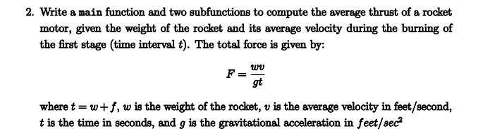 Solved 2. Write a main function and two subfunctions to | Chegg.com