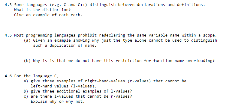 Solved 4.3 languages C and C++) distinguish between | Chegg.com