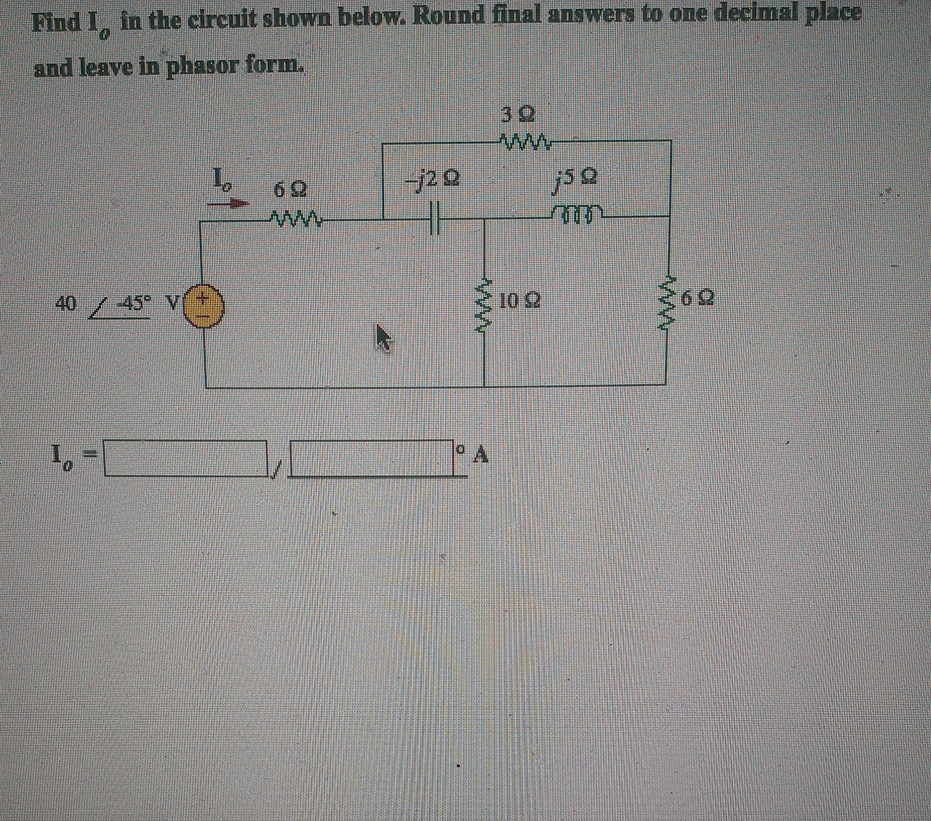 Solved Find I0 in the circuit shown below, round final | Chegg.com