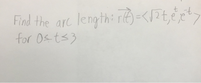 Solved Find the arc length:r(t) = | Chegg.com