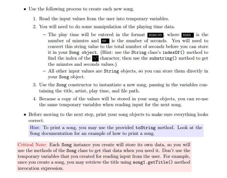 Solved Use the following process to create each new song. | Chegg.com