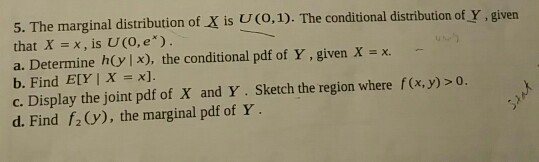 Solved The marginal distribution of X is U(0, 1). The | Chegg.com