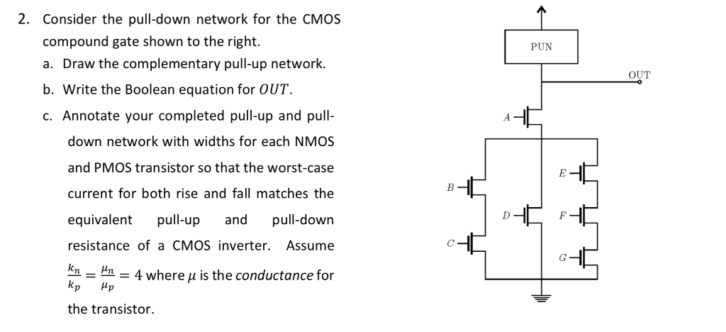 Solved 2. Consider the pull-down network for the CMOS | Chegg.com