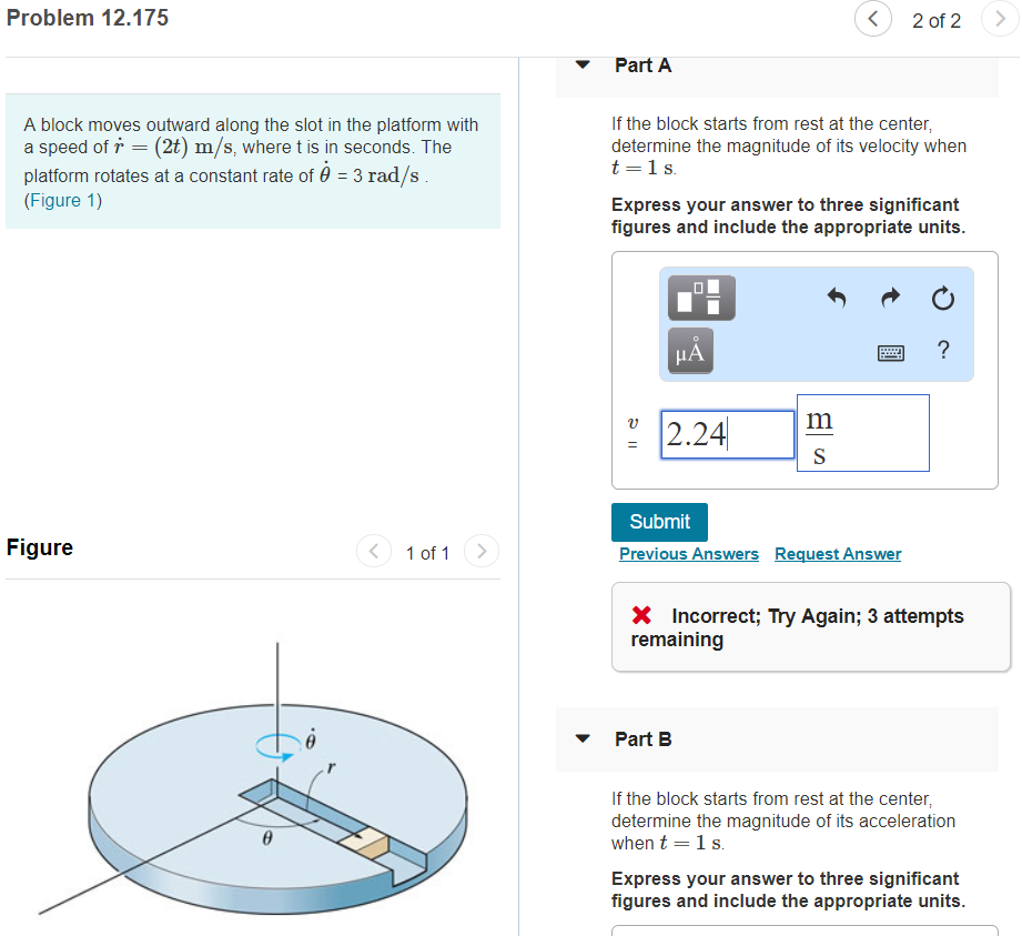 Solved Problem 12.175 2 of 2 Part A If the block starts | Chegg.com