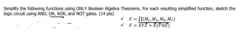 Solved Simplify The Following Functions Using Only Boolean 8331