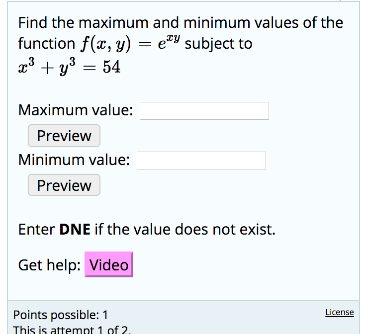Solved Find the maximum and minimum values of the function | Chegg.com