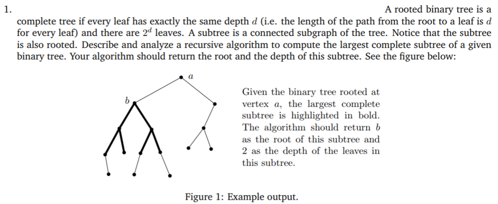 Solved 1. A rooted binary tree is a complete tree if every | Chegg.com
