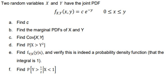 Solved Two random variables X and Y have the joint PDF XY(X, | Chegg.com