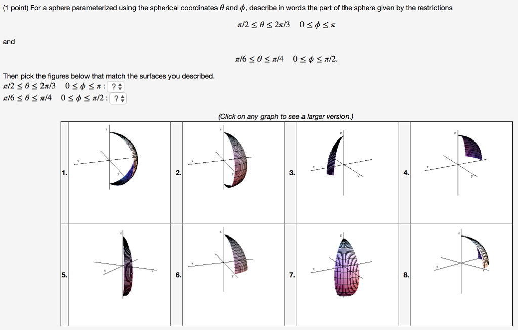Solved (1 point) For a sphere parameterized using the | Chegg.com