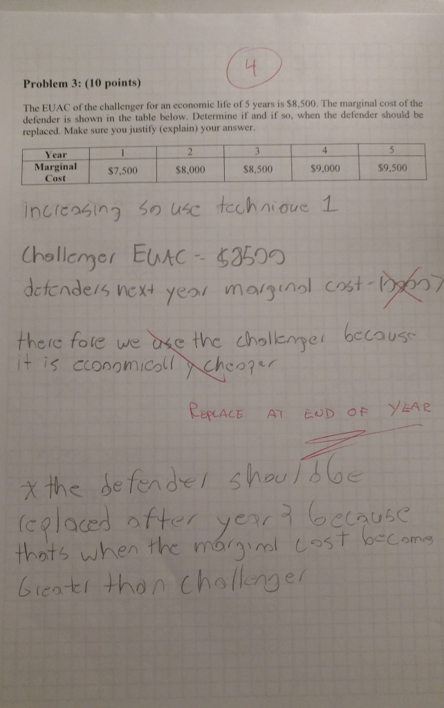 Solved Problem 3: (10 points) The EUAC of the challenger for | Chegg.com