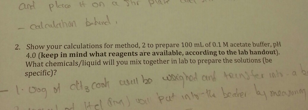 Solved Show your calculations for method, 2 to prepare 100 | Chegg.com