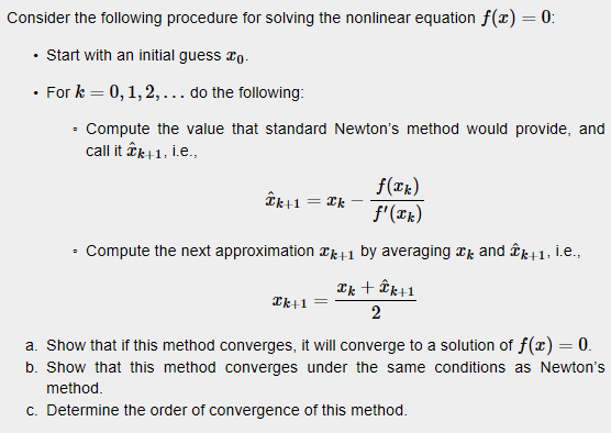 Solved Consider the following procedure for solving the | Chegg.com