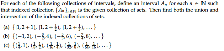 Solved For each of the following collections of intervals, | Chegg.com