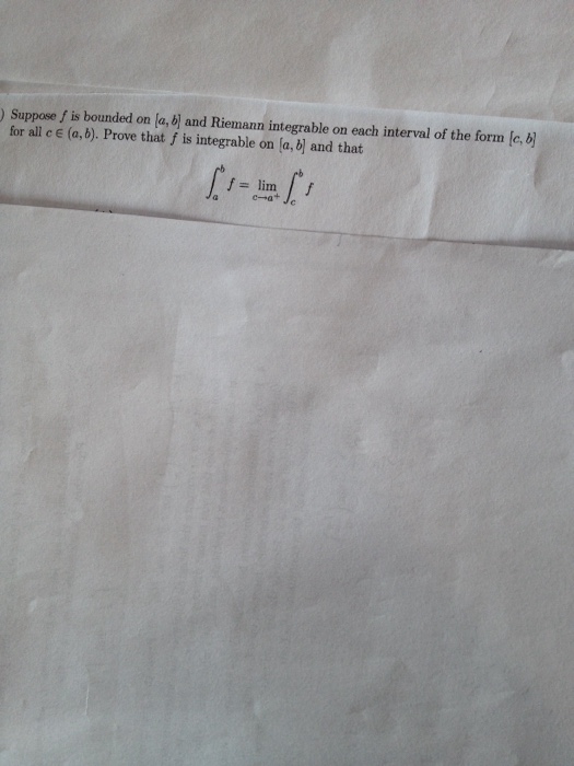 Solved Suppose f is bounded on [a, b] and Riemann integrable | Chegg.com