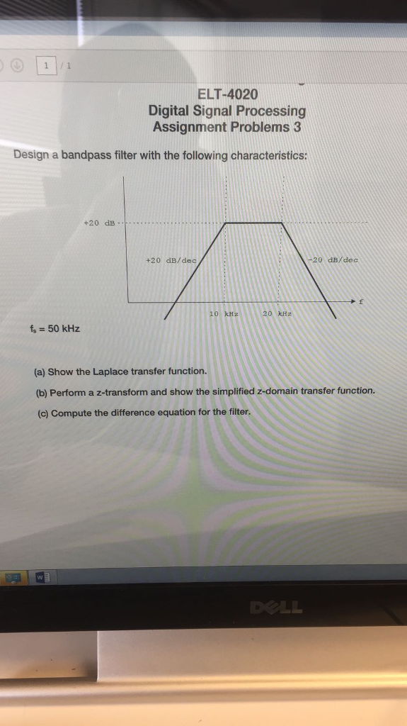 Solved Design a bandpass filter with the following | Chegg.com