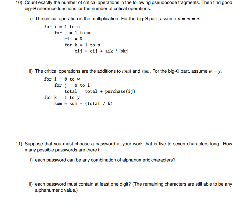 Solved 10) Count exactly the number of critical operations | Chegg.com