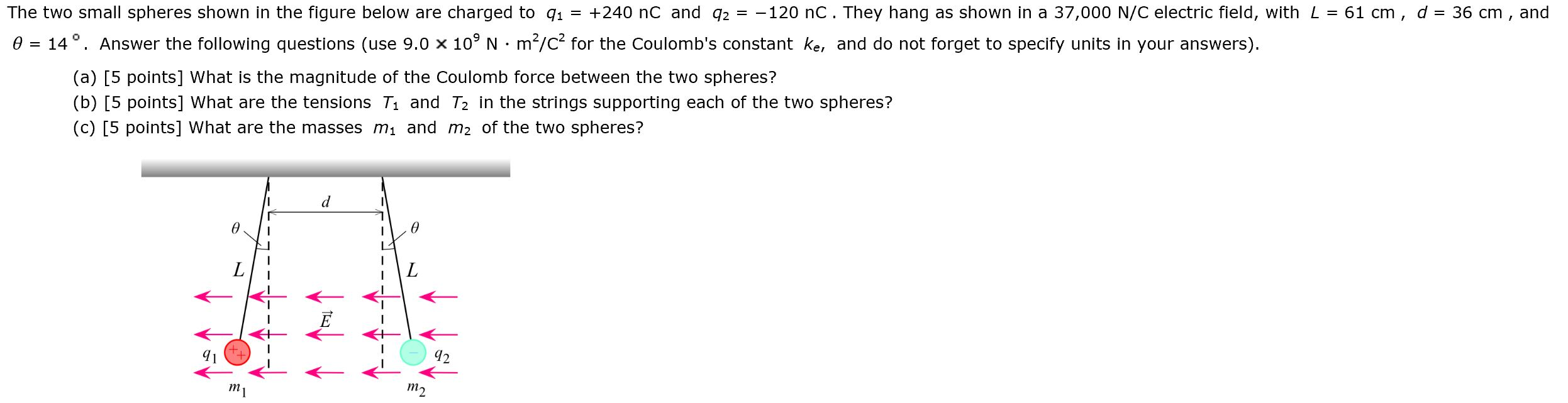 Solved The two small spheres shown in the figure below are | Chegg.com