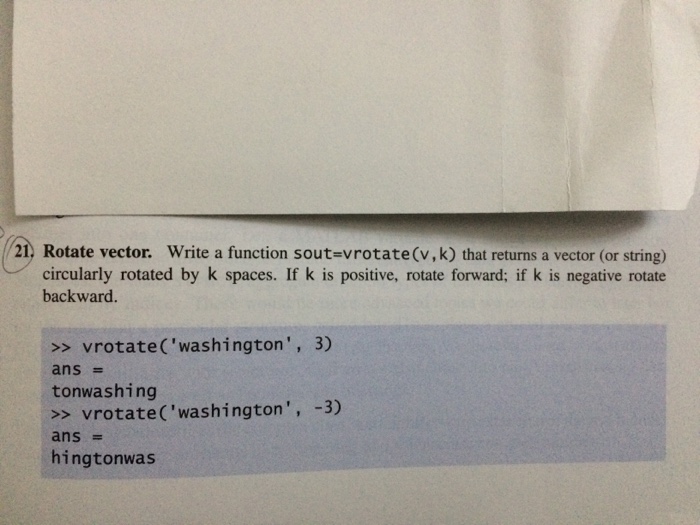 Solved 21. Rotate vector. Write a function sout-vrotate | Chegg.com