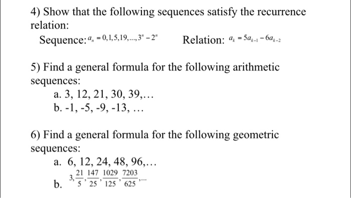 Solved 3) Show that the following sequences satisfy the | Chegg.com