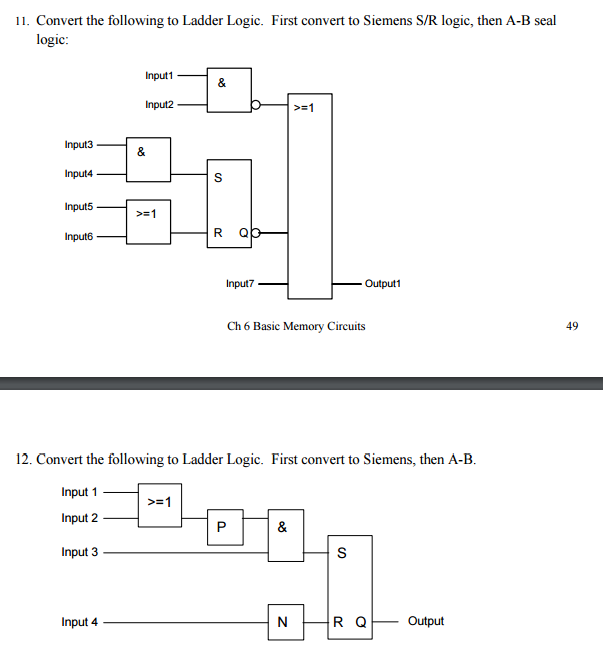 Solved Convert the following to Ladder Logic. First convert | Chegg.com