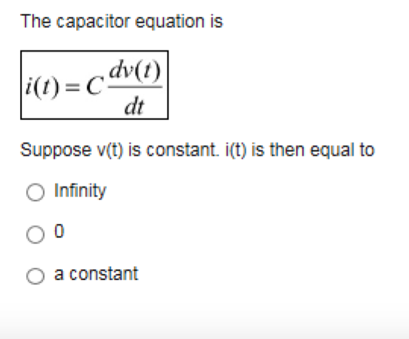 Solved The capacitor equation is dt Suppose v(t) is | Chegg.com