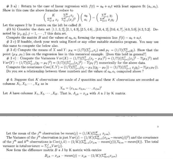 # 3 a) : Return to the case of linear regression with | Chegg.com