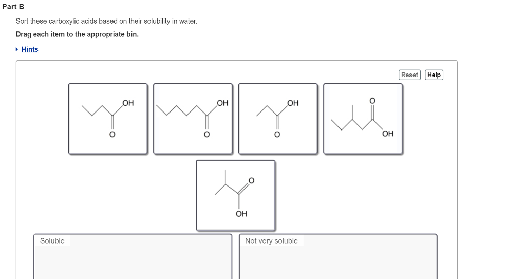 Solved Part B Sort these carboxylic acids based on their | Chegg.com
