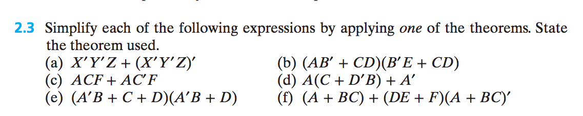 Solved 2.3 Simplify each of the following expressions by | Chegg.com