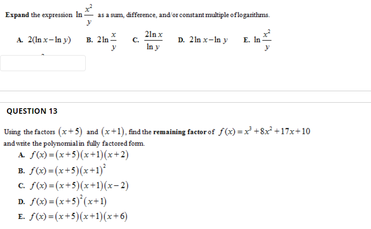 Solved Expand the expression In_as a sum, difference, and/or | Chegg.com