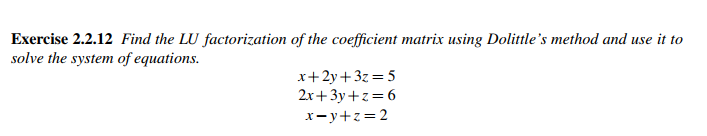 Solved Exercise 2 2 11 Find The Lu Factorization Of The