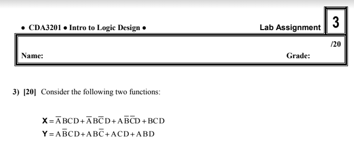Solved COP 3201C Into To Logic Design | Chegg.com