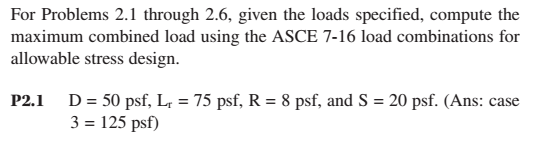 Solved For Problems 2.1 through 2.6, given the loads | Chegg.com
