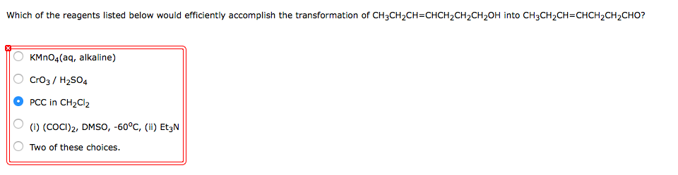 Solved Which of the reagents listed below would efficiently | Chegg.com